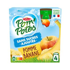 Acheter Pom Potes Pomme Banane sans sucres ajoutés, 4 gourdes de 90g