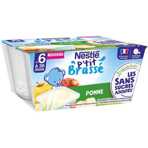 Nestlé - P'tit Brassé Dessert Lacté Pomme Sans Sucre Ajouté Coupelle ...
