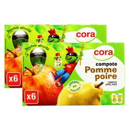 Achat / Vente Promotion Cora Compote gourde pomme poire, Lot de 12x90g