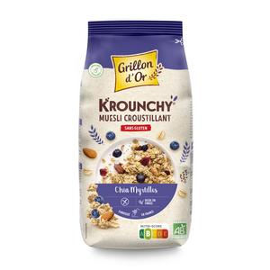 Acheter Grillon Or Krounchy Muesli Chia Myrtille bio sans Gluten, 500g