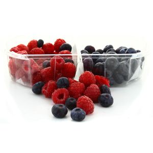 Fruits Rouges & Co Duo Framboise / Myrtille + coulis, Barquette de 250g
