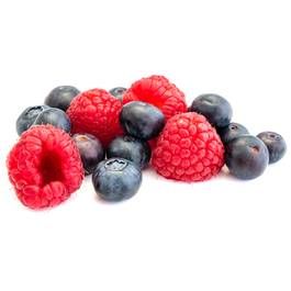 Fruits Rouges & Co Duo Framboise / Myrtille + coulis, Barquette de 250g