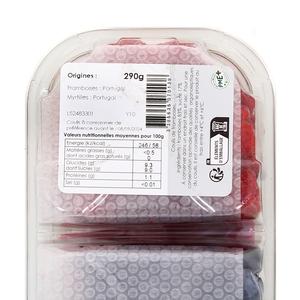 Fruits Rouges & Co Duo Framboise / Myrtille + coulis, Barquette de 250g