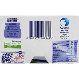 Livraison à domicile Danone Yaourt nature entier, 4x125g