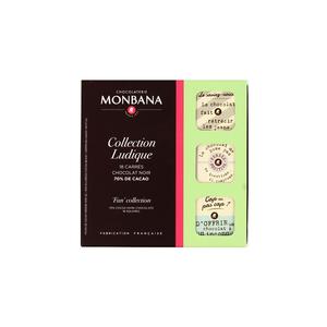 Chocolaterie Monbana Coffret 18 Carrés de chocolat noir, Collection Ludique