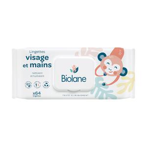 Livraison à domicile Biolane Lingettes visage et mains, 64 lingettes