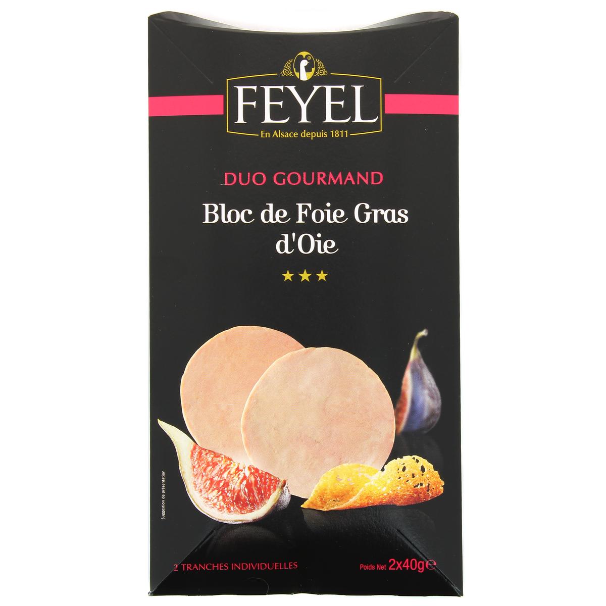 Livraison à domicile Feyel Duo Bloc de foie gras d'oie 80g, 2 tranches