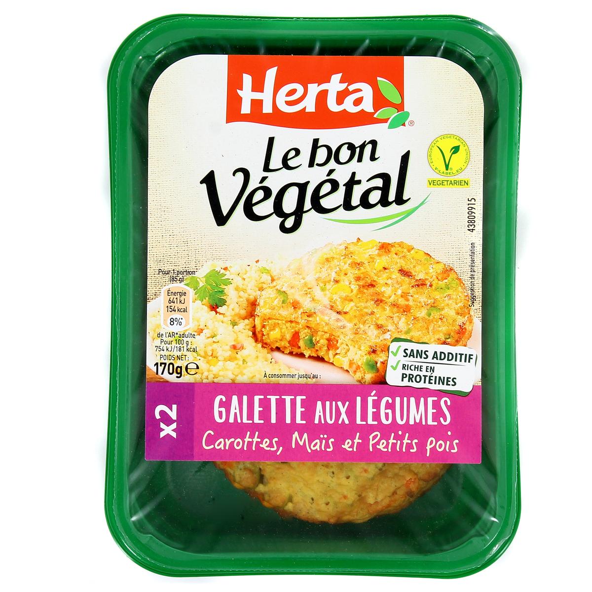 Acheter Herta - Le Bon Végétal Galettes aux légumes, 170g, 2 galettes