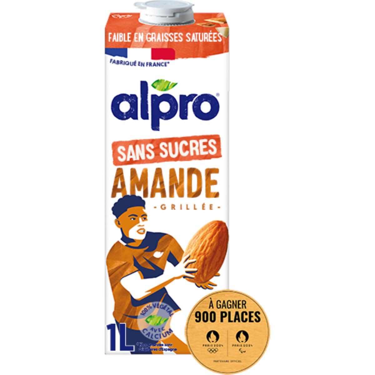 Alpro Lait d'amande grillée sans sucre, calcium et vitamines ajoutés