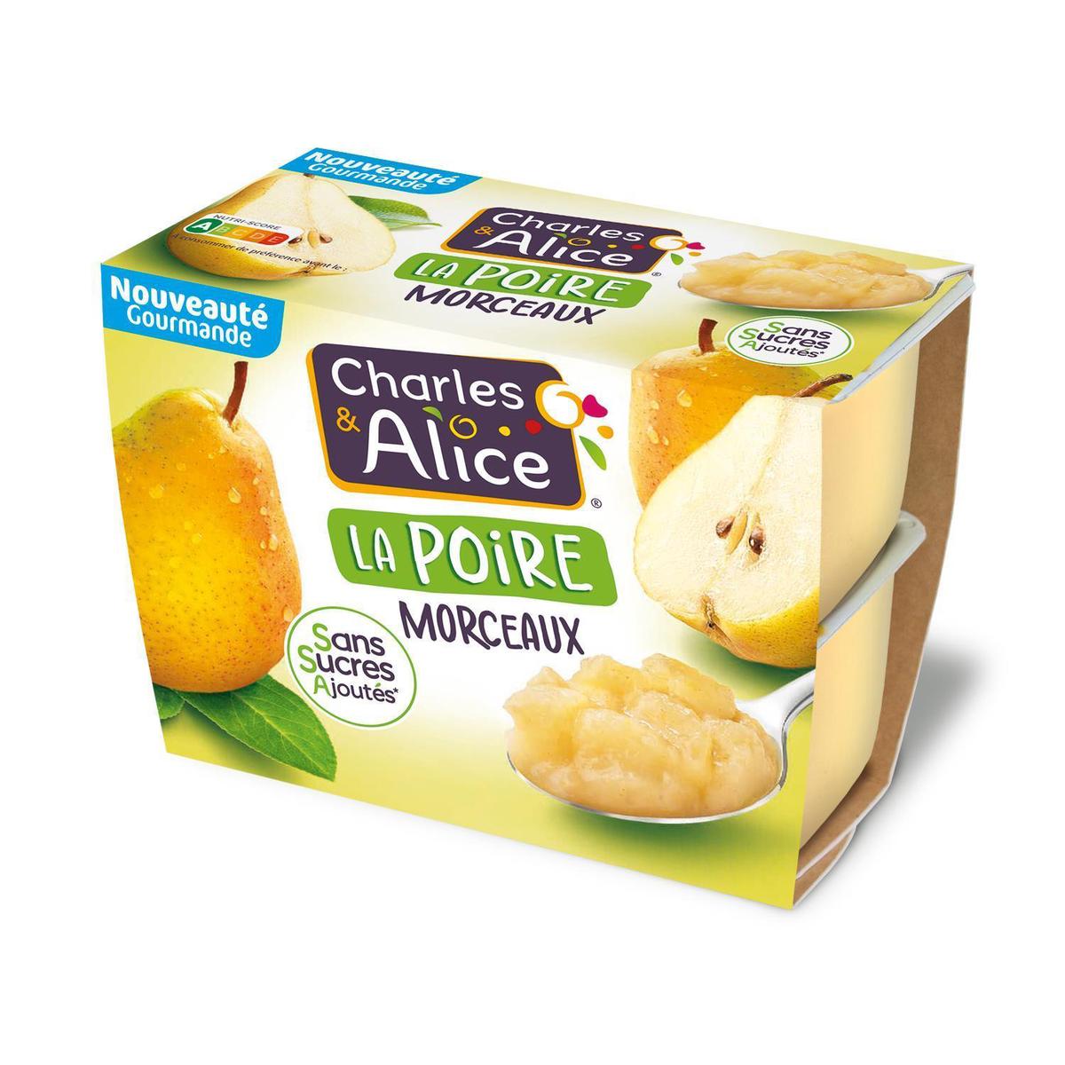 Achat / Vente Charles et Alice Poire Morceaux Sans Sucre Ajouté, 4x95g