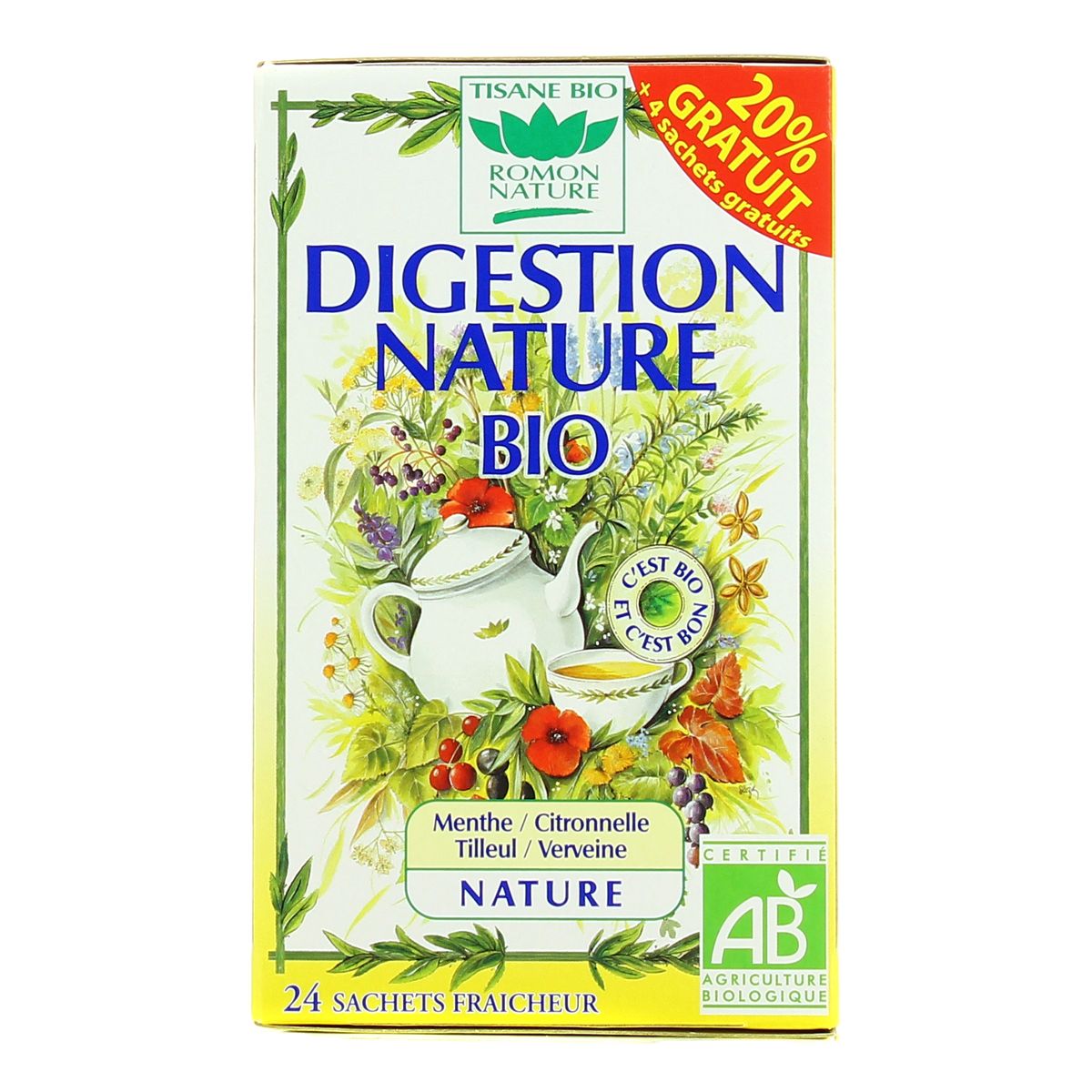 Livraison à domicile Romon Nature Tisane digestion, bio, 20 sachets