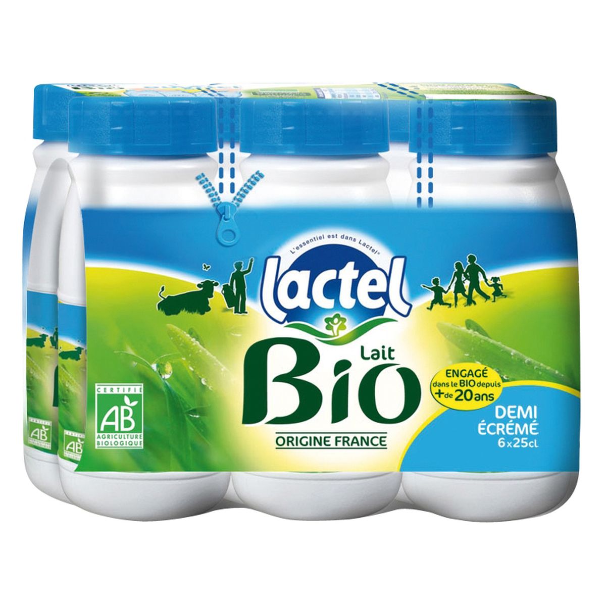 Lactel Lait Bio 1/2 écrémé, 6x25cl : houra.fr