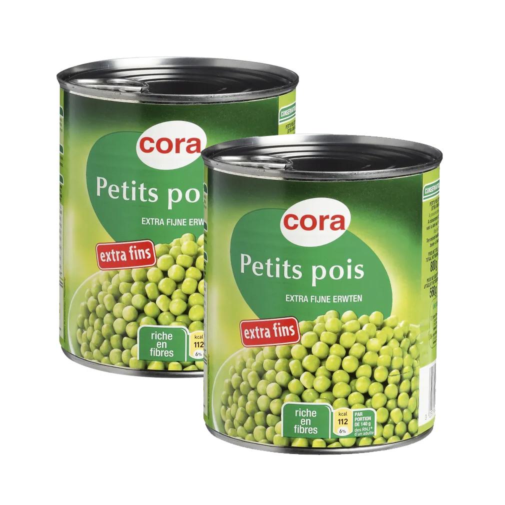 Achat / Vente Promotion Cora Petits pois extra fins, Lot de 2x560g