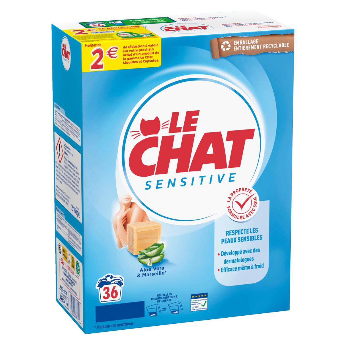 Livraison à domicile Le Chat Lessive en poudre sensitive, 2,35kg