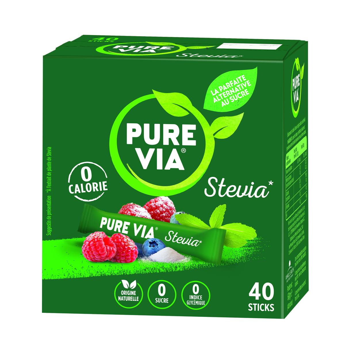 Livraison à domicile Promotion Pure Via Stevia en stick x 40, 60g