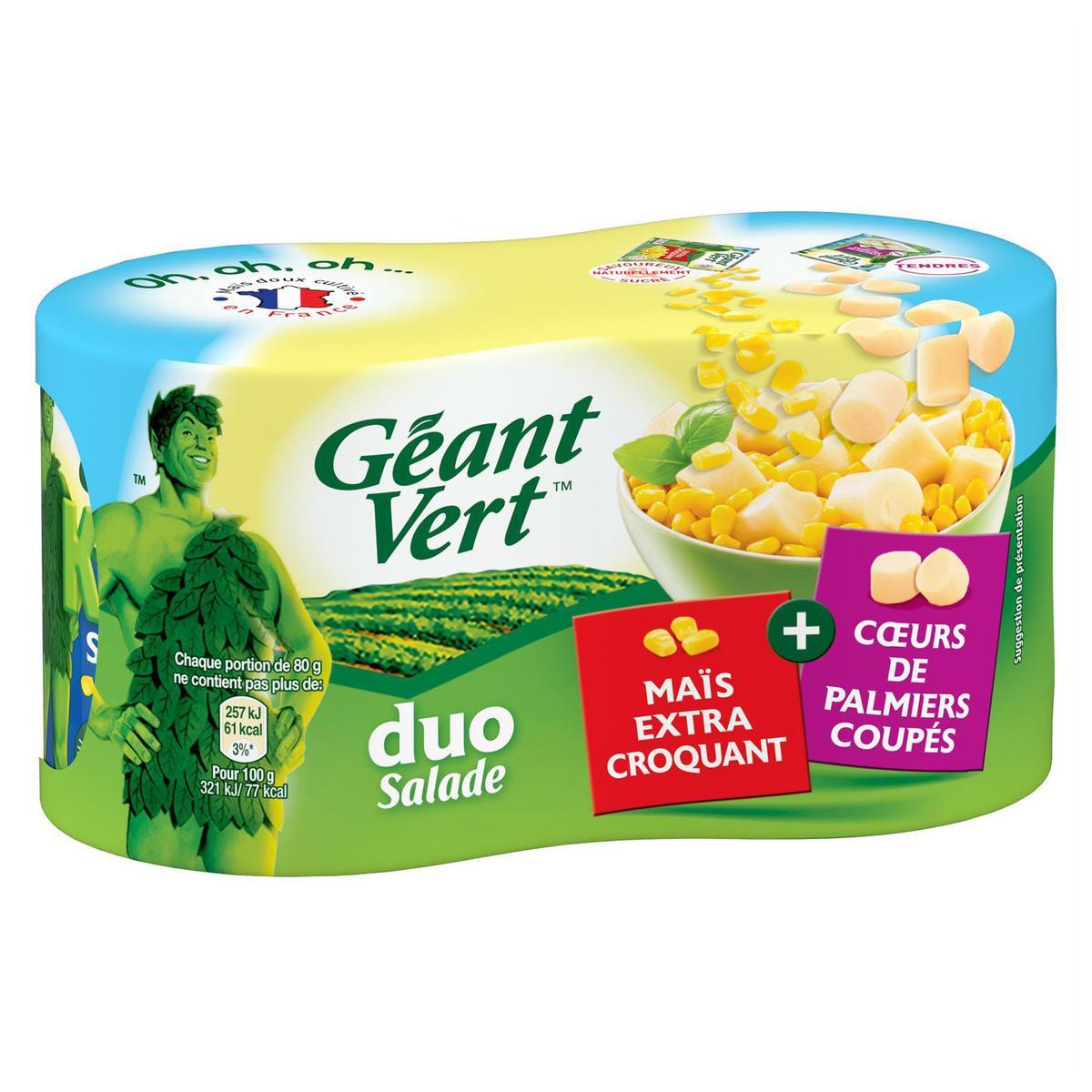 Géant Vert Duo Salade - Coeurs de Palmiers coupés et Maïs Extra Croquant