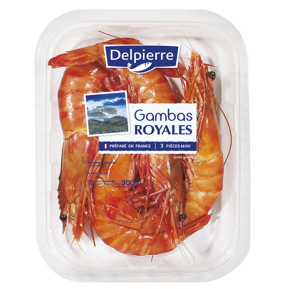 Livraison à domicile Delpierre Gambas géantes cuites, 300g
