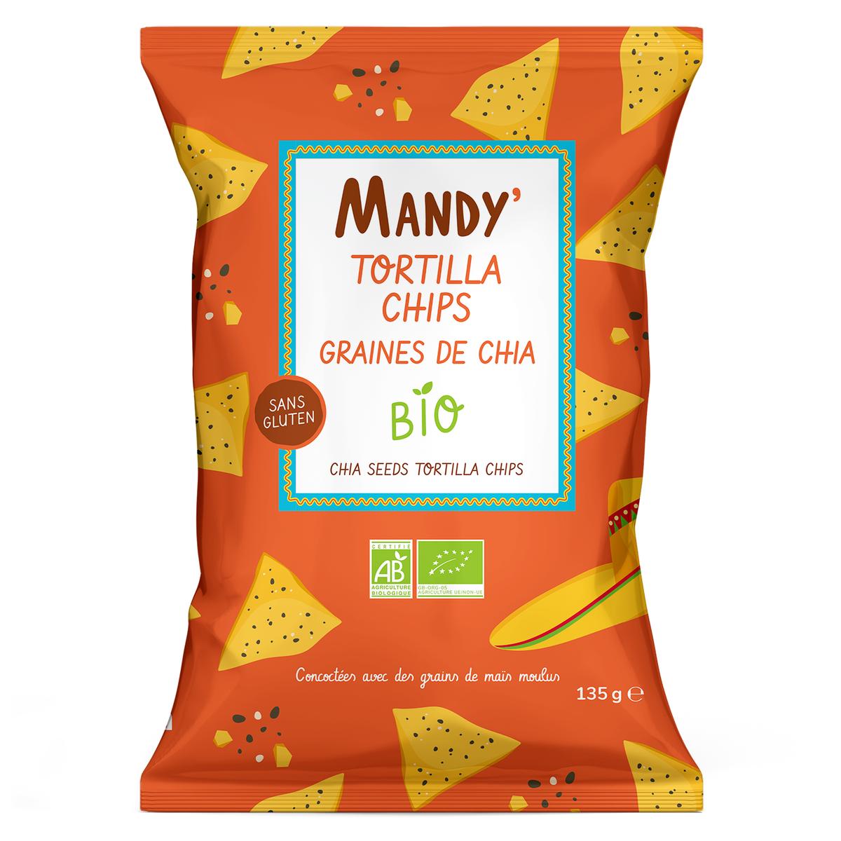 Livraison à domicile Mandy' Tortilla Chips Graines de Chia Bio, 135g