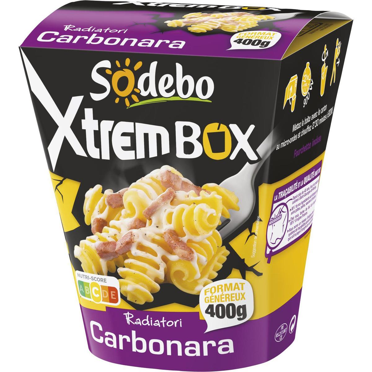 Livraison à domicile Sodebo Xtrem Box Radiatori Carbonara, 400g