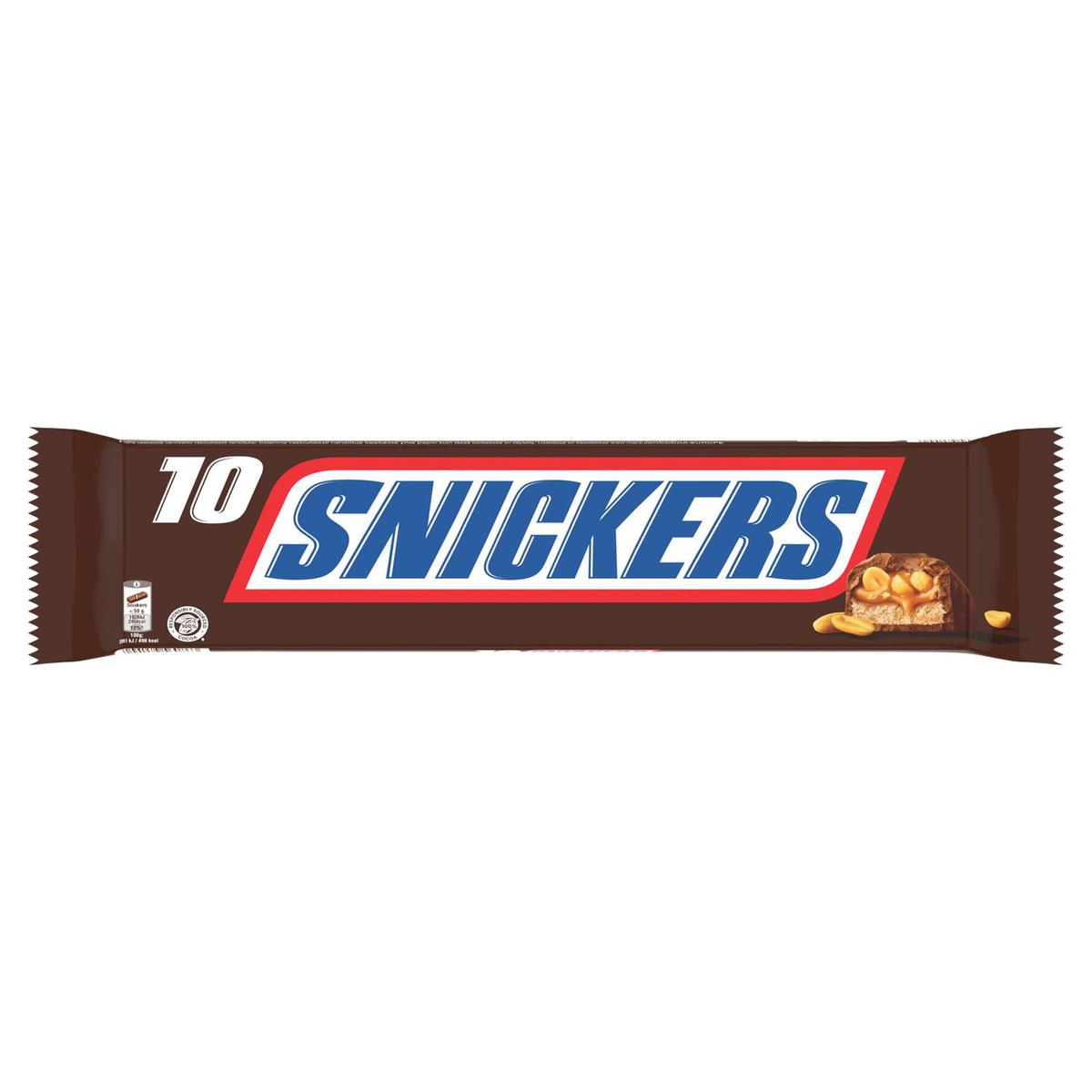 Livraison à domicile Snickers 10 Barres Chocolatées, 500g