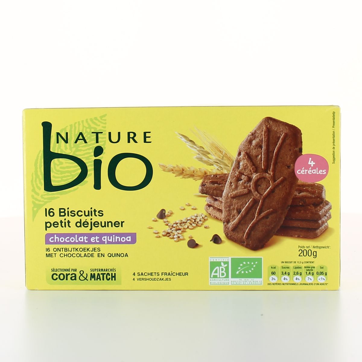 Achat Nature Bio Biscuits bio petit déjeuner chocolat et quinoa, 200g