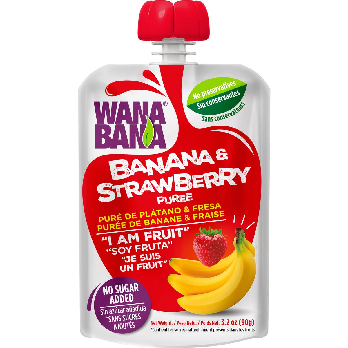 Livraison à domicile Wanabana Purée de Fruit Banane Fraise, 90g