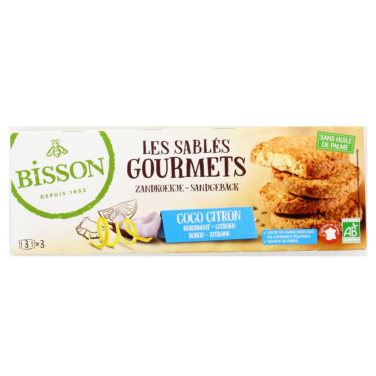 Livraison à domicile Bisson Sablés gourmet coco citron bio, 150g