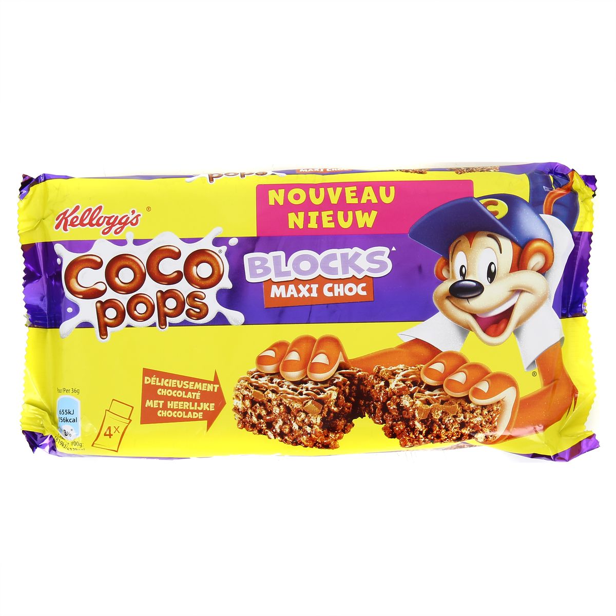 Livraison à domicile Kellogg's Barre coco pops blocks x4, 4x36g