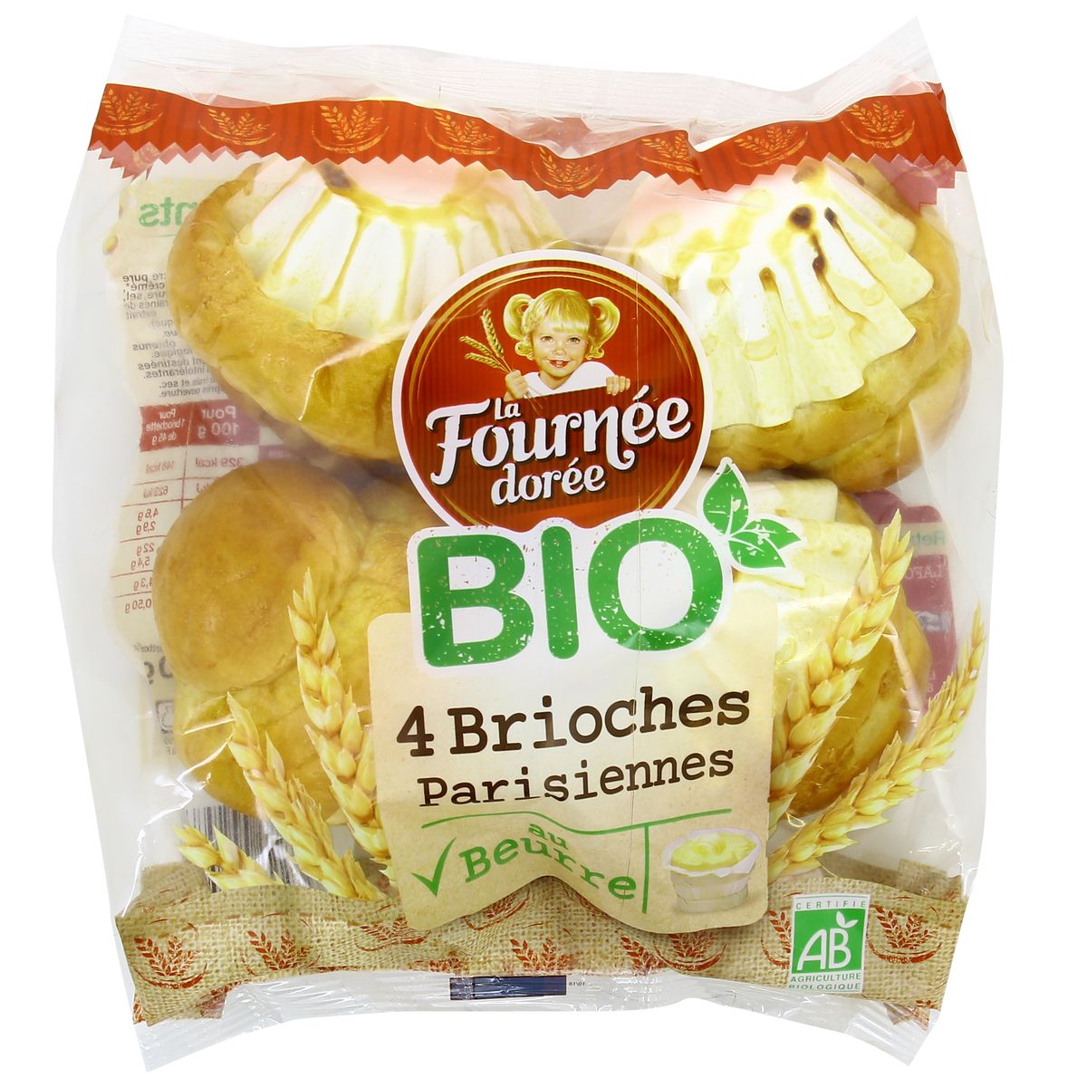 Achat La Fournée Dorée Brioche Parisienne Pur Beurre, 180g, 4 brioches