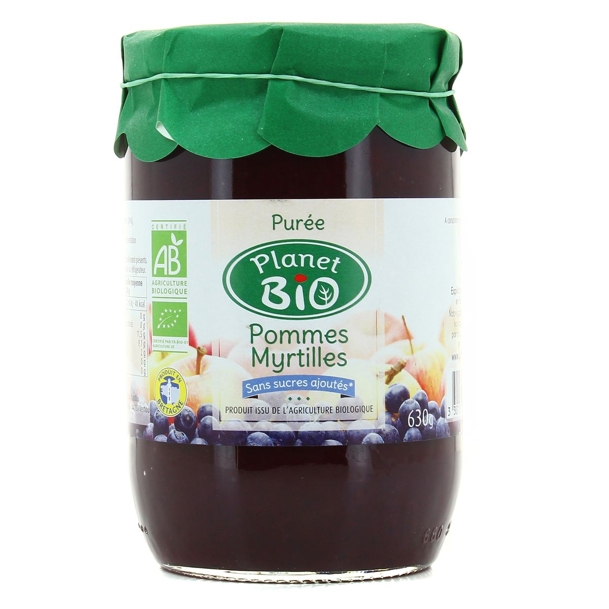 Acheter Planet Bio Purée pomme myrtille Bio sans sucre ajoutés, 630g