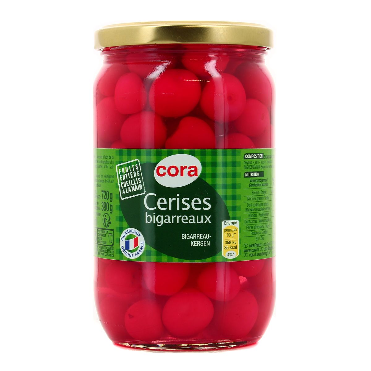 Livraison à domicile Cora Cerises bigarreaux au sirop, 72cl