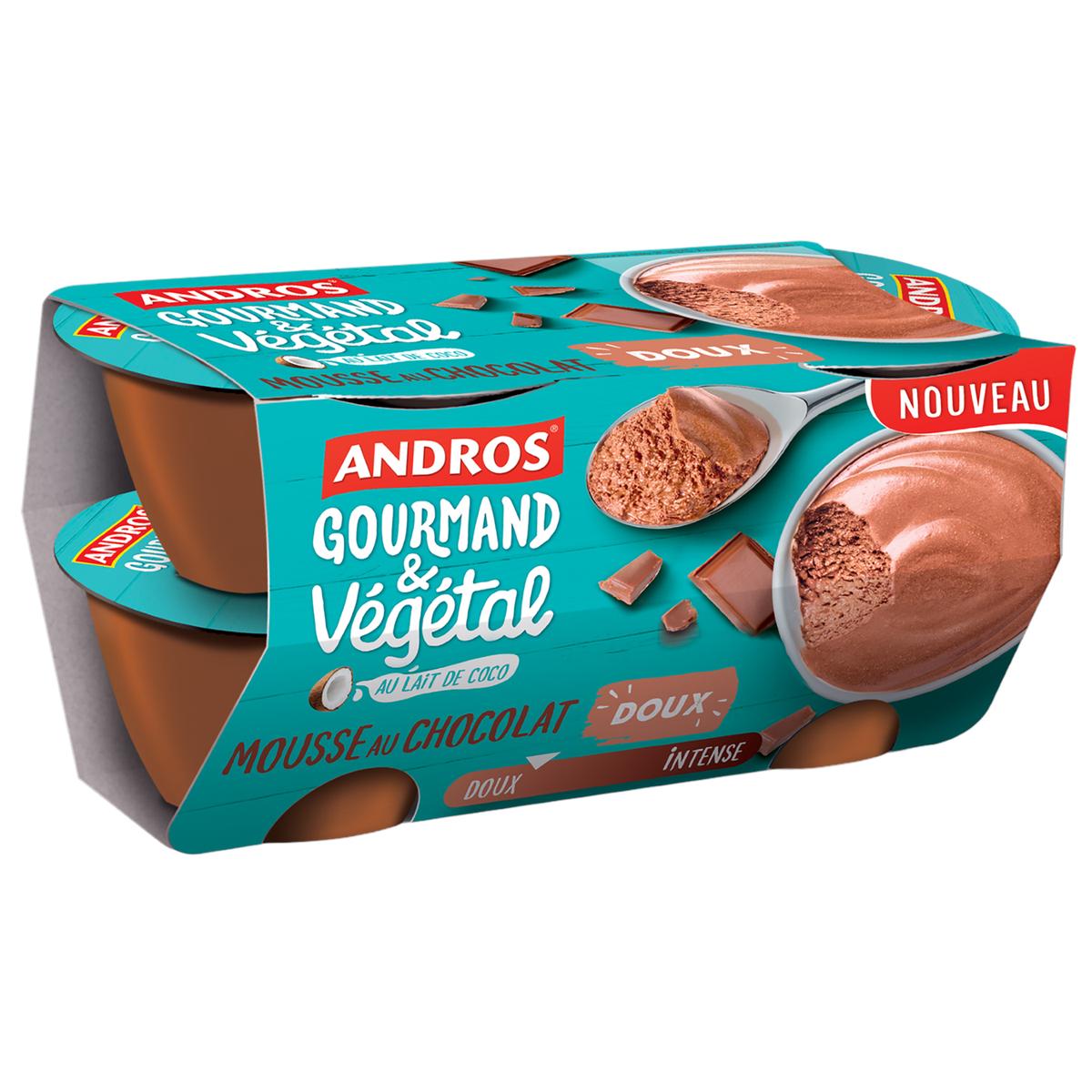 Achat Andros Gourmand et Végétal Mousse au lait de coco chocolat, 4x55g