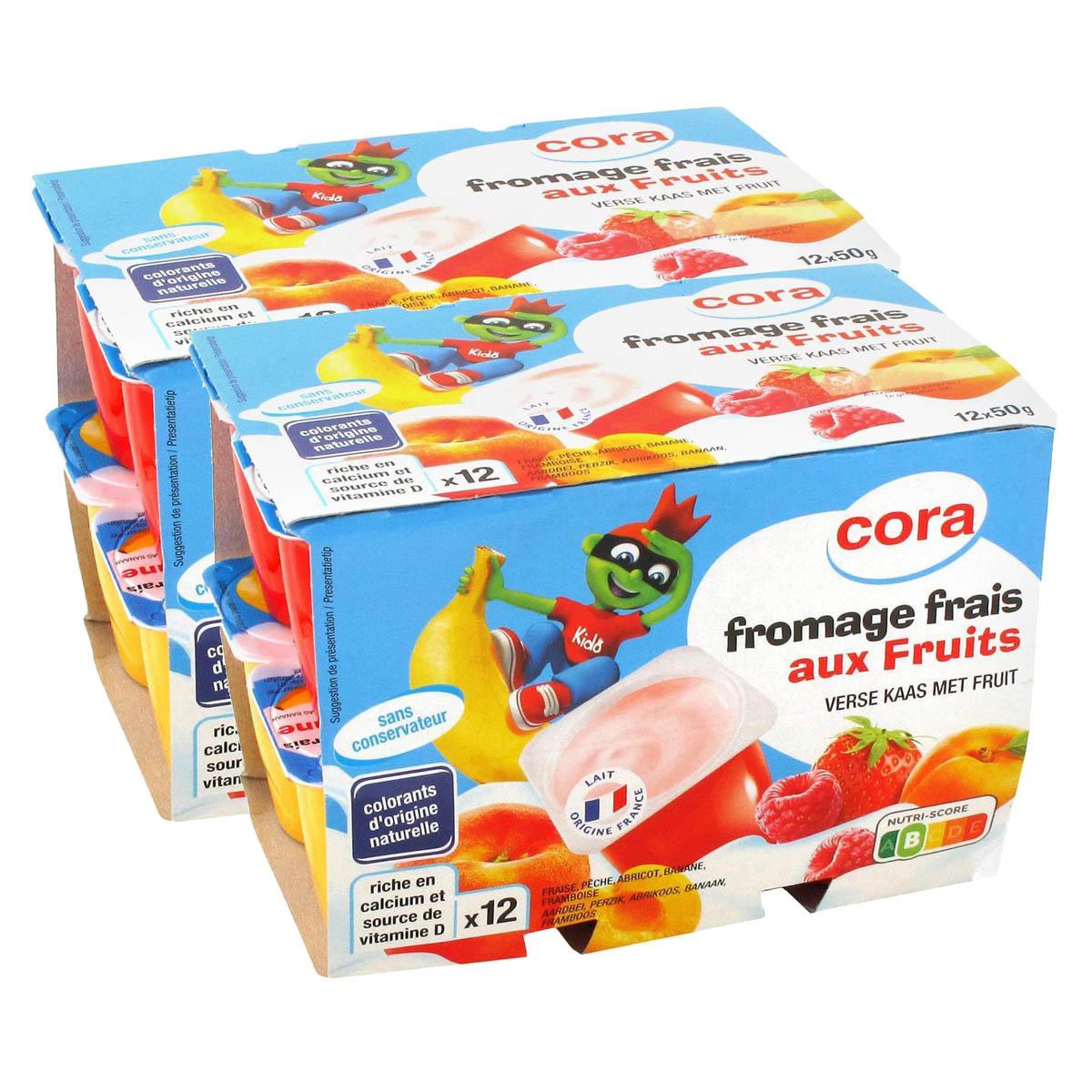 Achat Promotion Cora Fromage frais aux fruits, Lot de 2 packs de 12x50g