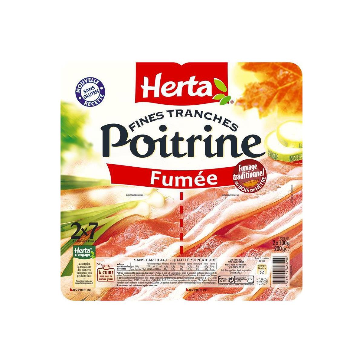 Livraison à domicile Herta Poitrine Fumée, 2x50g