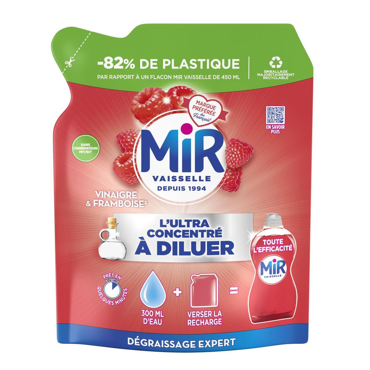 Mir Liquide vaisselle l'ultra concentré à diluer vinaigre et framboise