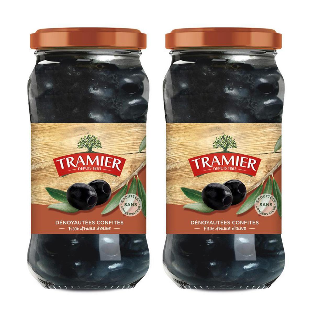 Tramier Olives noires confites dénoyautées et un filet d'huile d'olive
