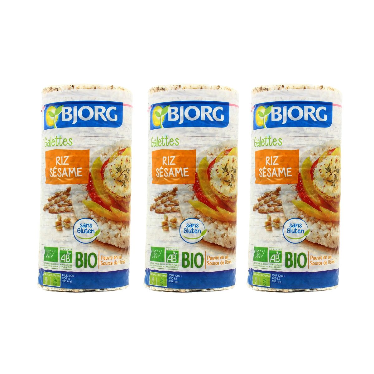 Promotion Bjorg Galettes de riz complet au sésame bio, Lot de 3x130g