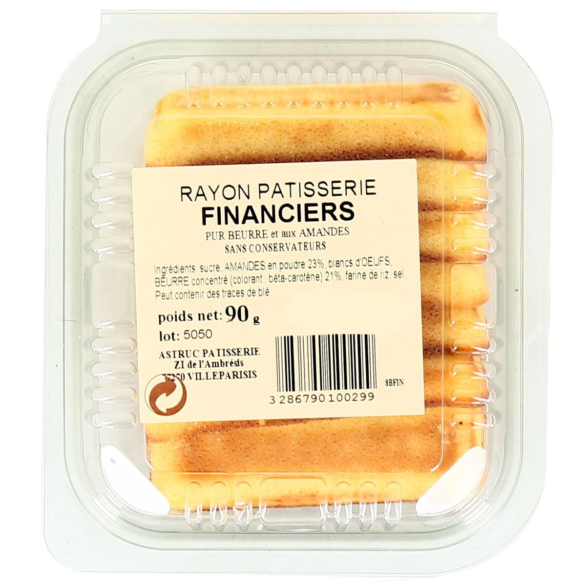 Livraison à domicile Biscuiterie Astruc Financier nature, 90g